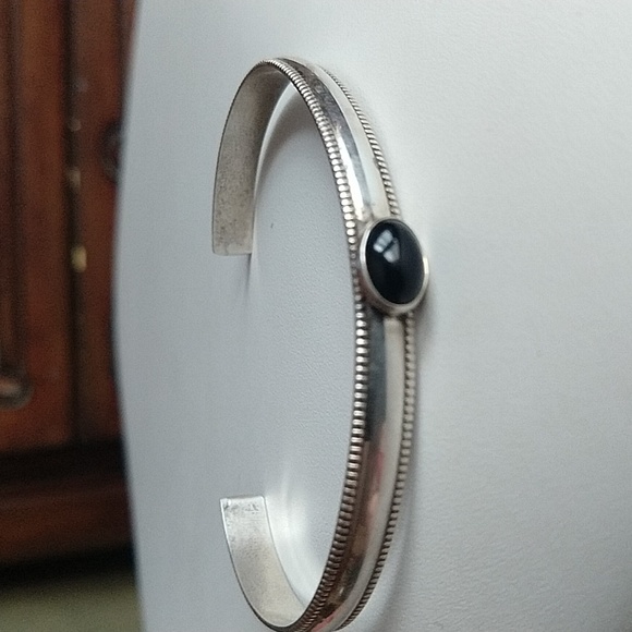 Jewelry | Vintage Sterling Silver 925 Black Onyx Cuff Bracelet | Poshmark
